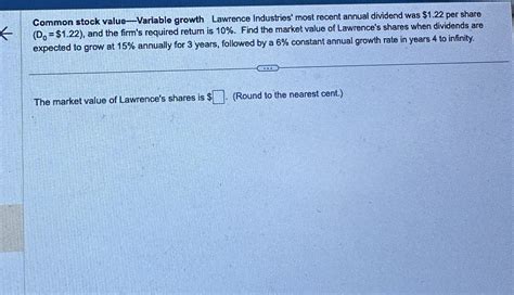 Common Stock Value ﻿variable Growth Lawrence