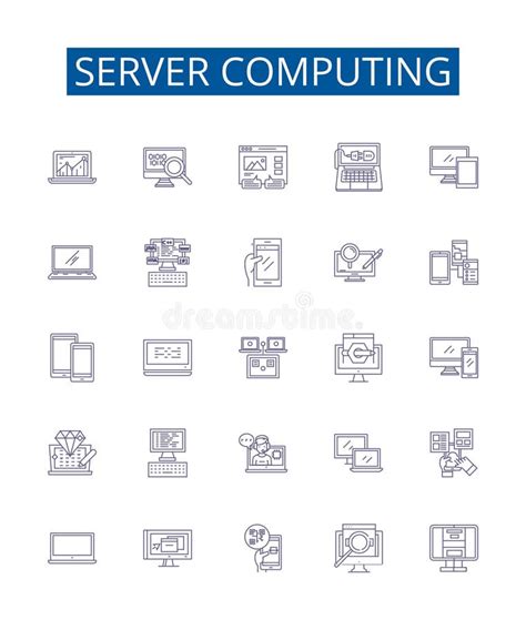 Server Computing Line Icons Signs Set Design Collection Of Server