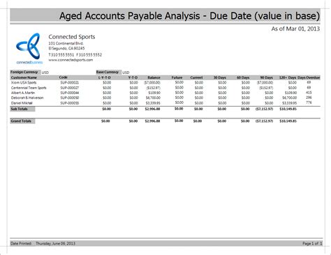 Connected Business Community Accounts Payable Aging Report