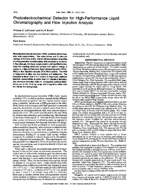 Pdf Photoelectrochemical Detector For High Performance Liquid Chromatography And Flow