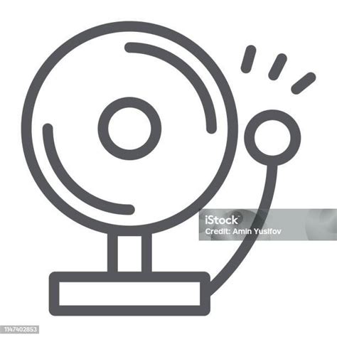 화재 경보 라인 아이콘 경고 및 비상 사태 경고 기호 벡터 그래픽 흰색 바탕에 선형 패턴 0명에 대한 스톡 벡터 아트 및 기타