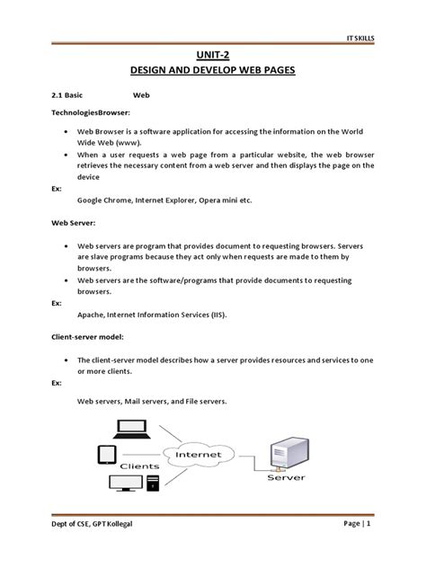 It Skills Unit 2 Notes Pdf Html Element World Wide Web