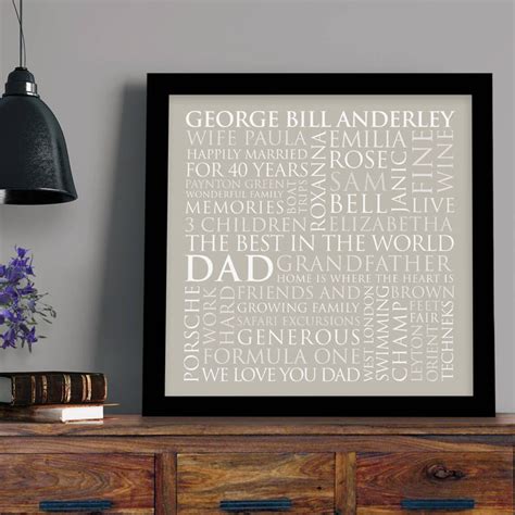 Personalised Dad S Typographic Art Print Etsy