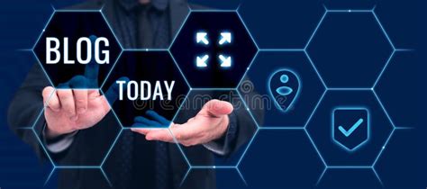 Hand Writing Sign Blog Business Idea A Regularly Updated Website Web Page Written In