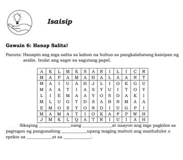 Isaisip Gawain 6 Hanap Salita Panuto Hanapin | StudyX
