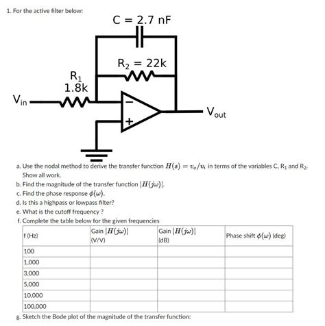 Solved A Use The Nodal Method To Derive The Transfer