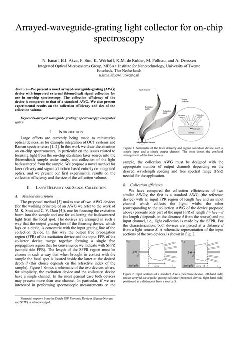 Pdf Arrayed Waveguide Grating Light Collector For On Chip Spectroscopy
