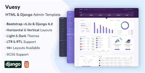 Vuesy Html And Django Admin Dashboard Template Thememag