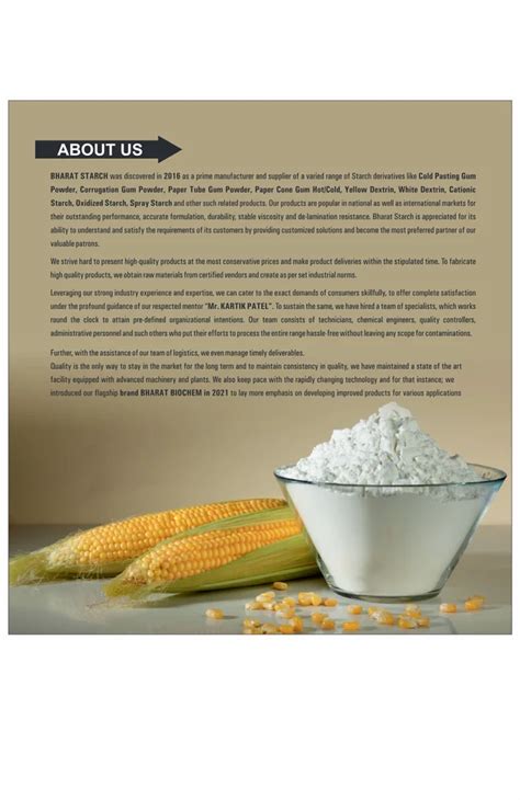 Cationic Modified Starch For Industrial Packaging Size 50 Kg At ₹ 43