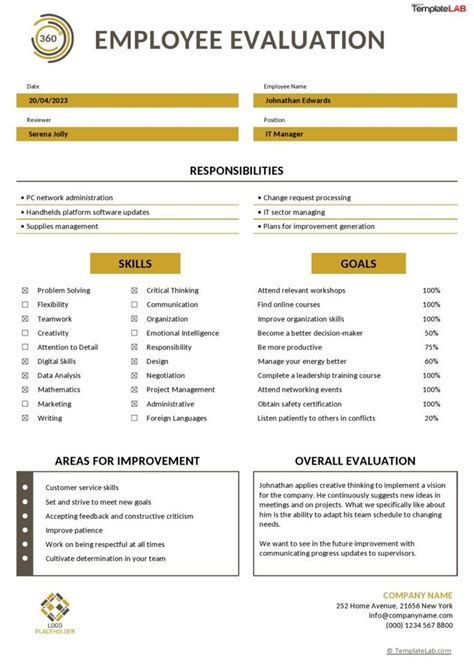 Download 360 Degree Employee Evaluation Template Evaluation Employee