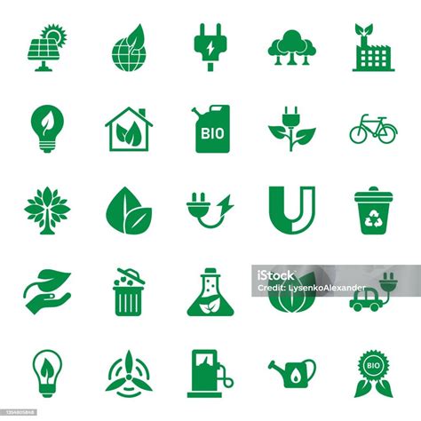 평평한 스타일로 설정된 에코 환경 아이콘 흰색 격리 된 배경에 생태 벡터 그림 바이오 엠블럼 사인 비즈니스 컨셉 기후 묘사에 대한 스톡 벡터 아트 및 기타 이미지 Istock