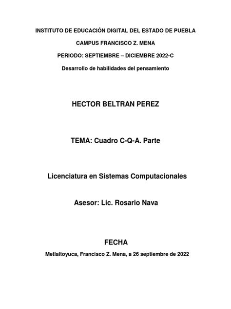 Actividad 2 Cuadro C Q A Parte 1 Pdf Pensamiento Pensamiento Crítico
