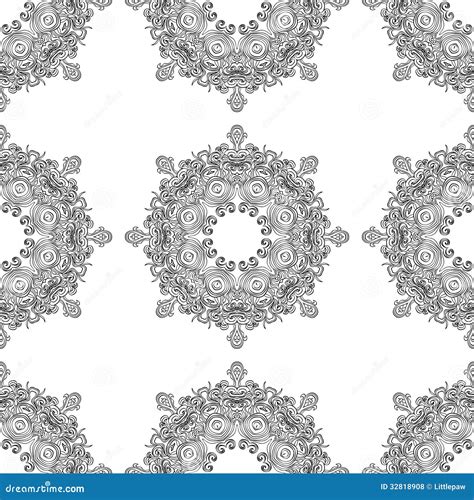 Monochrome Ornament Seamless Pattern Stock Vector Illustration Of