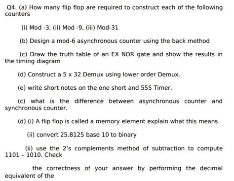 Texts Q4 A How Many Flip Flops Are Required To Construct Each Of The Following Counters I
