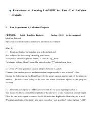 Procedures Of Running LabVIEW For Part C Of LabView Projects Pdf Procedures Of Running LabVIEW