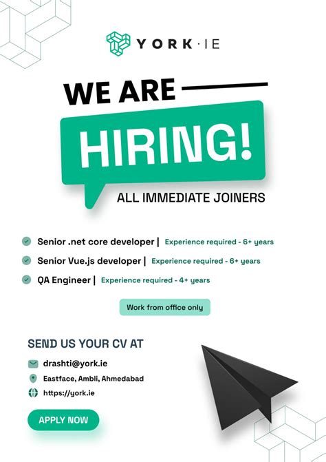 Drashti Patel On Linkedin Hiring Join The York Ie Team In Ahmedabad If Youre Looking For A