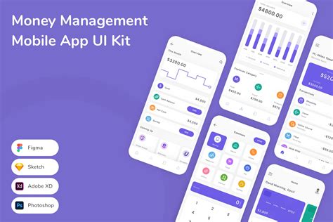 Money Management Mobile App Ui Kit Ui Kits And Libraries ~ Creative Market