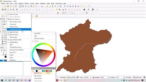 Calculate Geometry Qgis Youtube