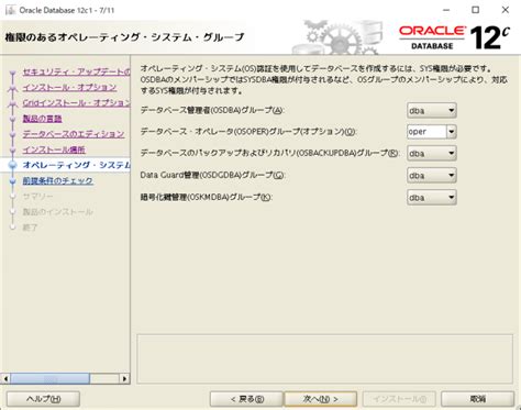 Oracle Linux Oracle Database 12c R1 のインストール OUI編