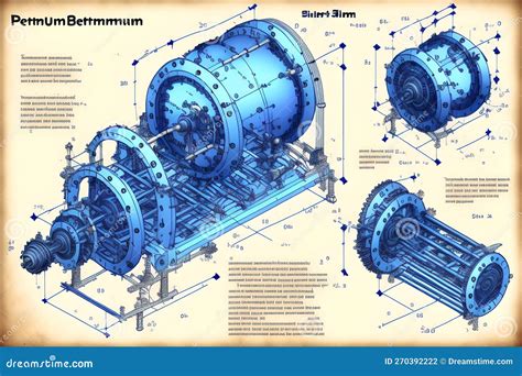 Blueprint Of Perpetuum Mobile Machine Generative Ai Illustration Stock