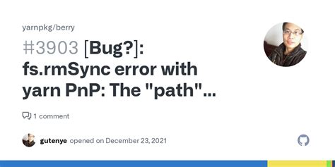 Bug Fsrmsync Error With Yarn Pnp The Path Argument Must Be Of
