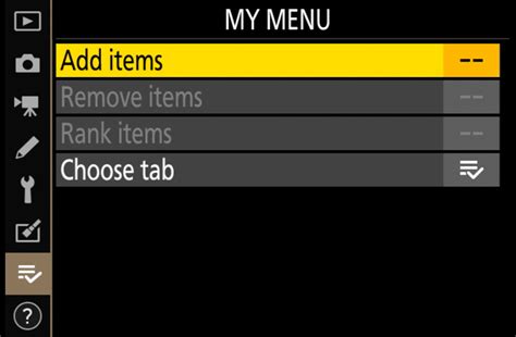 Customizing My Menu