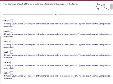 Solved Find The Value Of Each Of The Six Trigonometric Chegg Com