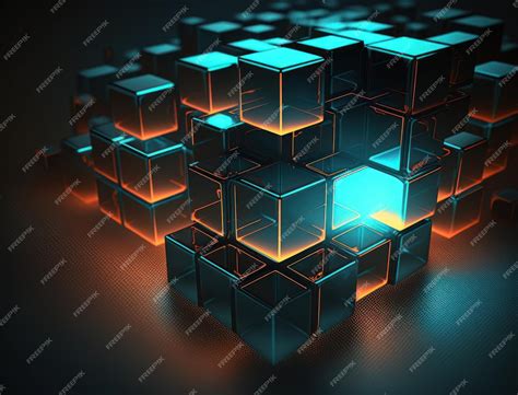 Premium Ai Image 3d Futuristic Cubes Background Abstract Geometric Mosaic Square Tiles Pattern