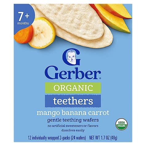 Gerber Organic Teethers Mango Banana Carrot 12 Ct Box Shoprite