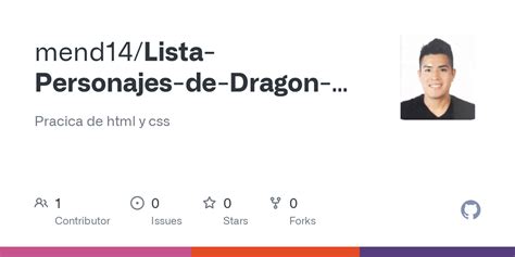 Github Mend14lista Personajes De Dragon Boll Z Pracica De Html Y Css