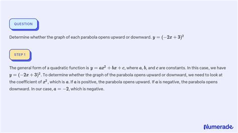 solved determine whether the graph of each parabola opens upward or