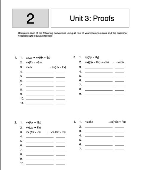 Solved 2 Unit 3 Proofs Complete Each Of The Following Chegg Com