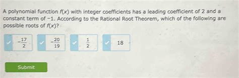solved a polynomial function f x with integer coefficients has a