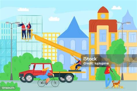 전기 수리 서비스 전기 사람들은 거리에서 일 벡터 일러스트 도시 전문 기술자 근로자를 위한 전기 유지 보수 개념에 대한 스톡 벡터 아트 및 기타 이미지 Istock