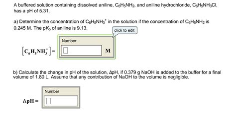 solved a buffered solution containing dissolved aniline