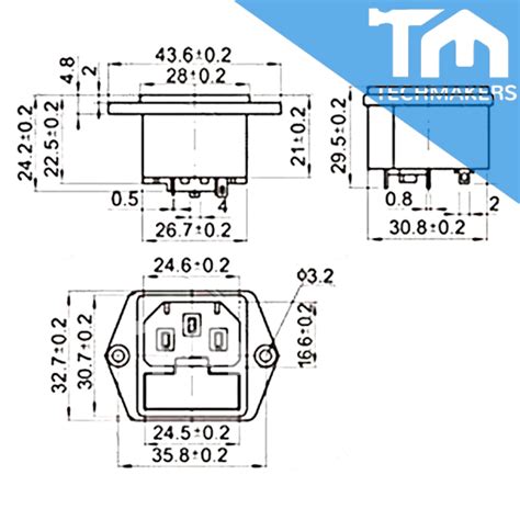 Ac 03 Ac Power Socket 3 Pin Male Plug Connector 15a 250v With Fuse