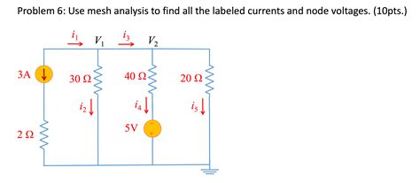 solved use mesh analysis to find all the labeled currents