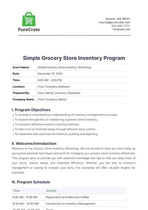 Free Simple Grocery Store Inventory Program Template To Edit Online
