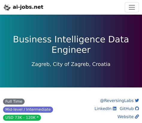 [hiring] business intelligence data engineer in zagreb city of zagreb
