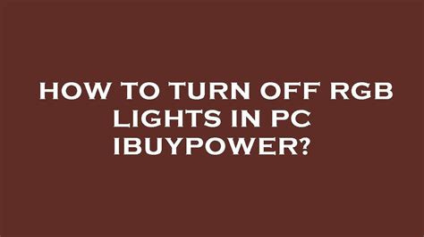 How To Turn Off Rgb Fans In Pc At Victor Fox Blog