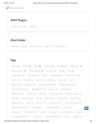 2 Ways To Get Total Sum Of Interactive Grid Column Oracle Apex Ontoor