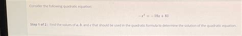 Solved Consider The Following Quadratic