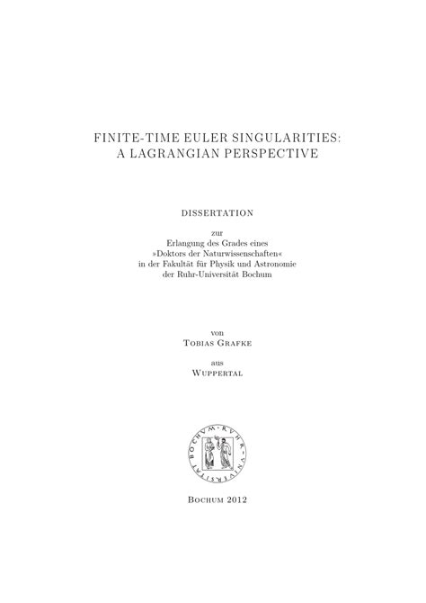 Pdf Phd Thesis Finite Time Euler Singularities A Lagrangian Perspective