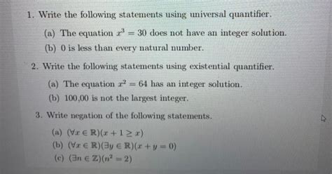 Solved 1 Write The Following Statements Using Universal
