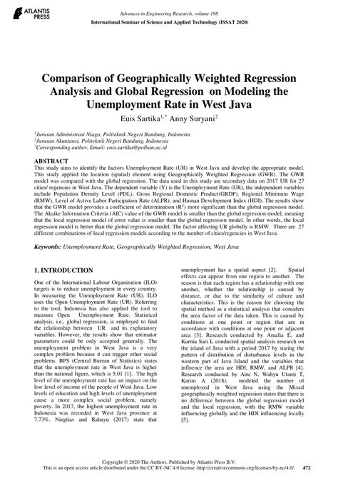 Pdf Comparison Of Geographically Weighted Regression Analysis And Global Regression On
