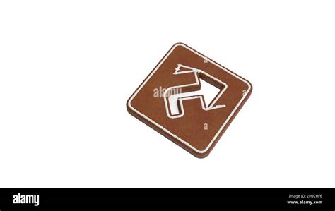 3d Rendering Of Gingerbread Cookie In Shape Of Symbol Of Lozenge Traffic Sign With Right Arrow