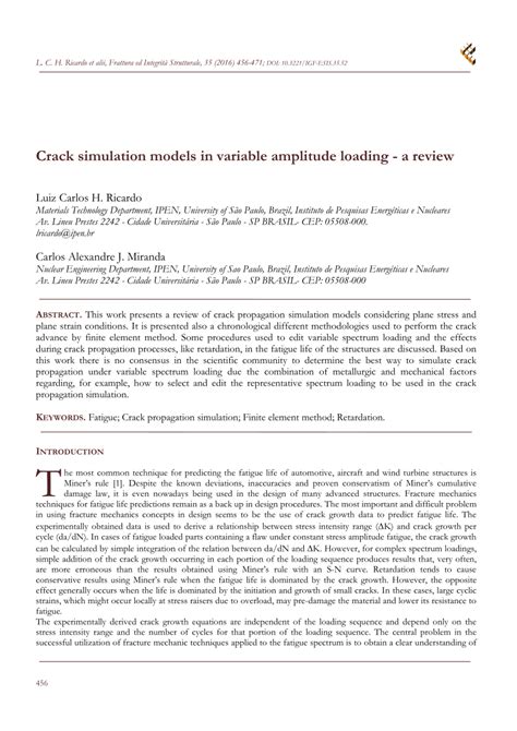 Pdf Crack Simulation Models In Variable Amplitude Loading A Review