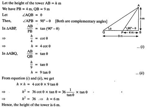 Ncert Solutions For Class 10 Maths Chapter 9 Some Applications Of Trigonometry Ex 9 1