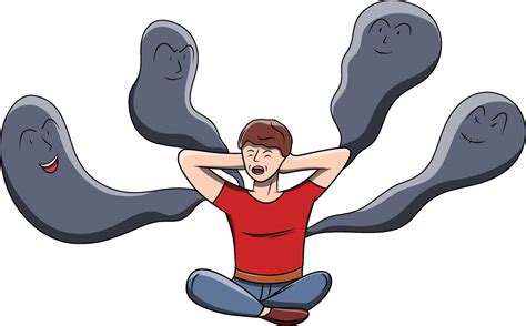 Character Hearing Hallucinations Drawing 46892232 Vector Art At Vecteezy