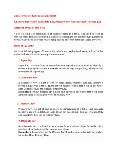 Keys In Dbms Pdf Relational Database Table Database